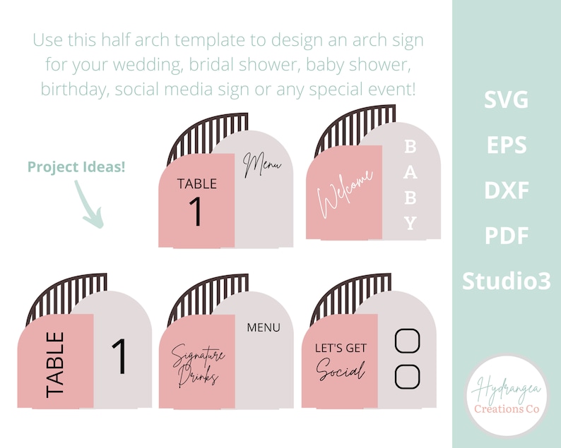 Triple Half Arch Sign Slats SVG Wedding Template Social - Etsy Canada