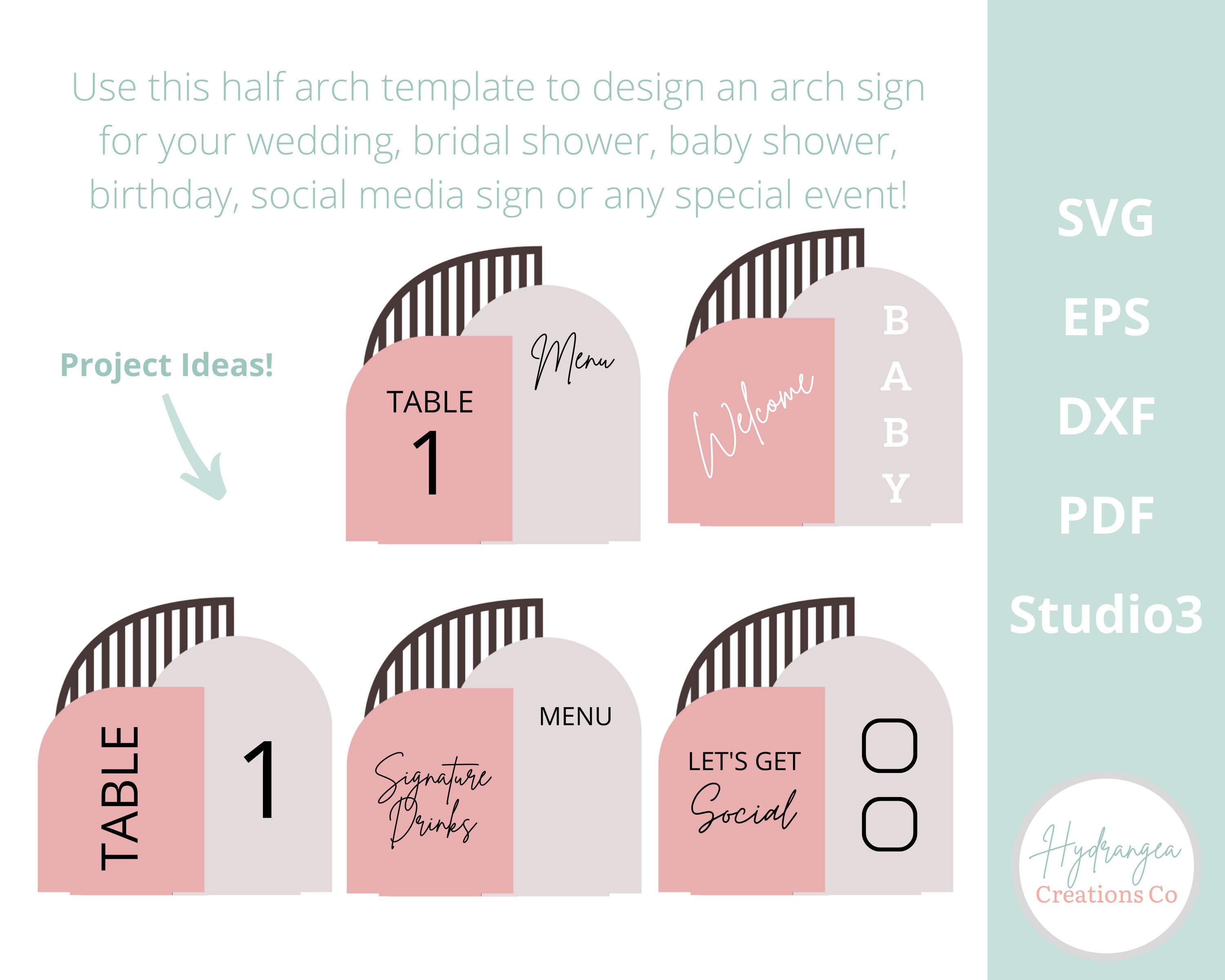 Triple Half Arch Sign Slats SVG Wedding Template Social - Etsy Canada