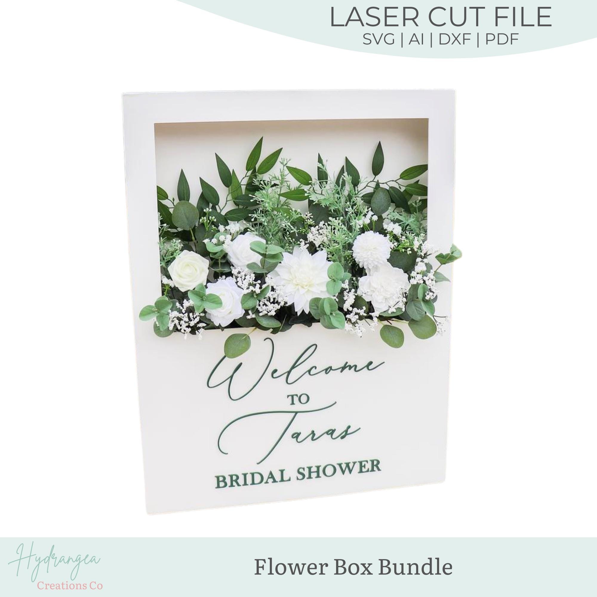 Flower Box Welcome Sign Laser Cut File SVG Bundle | DIY Wedding Bridal ...