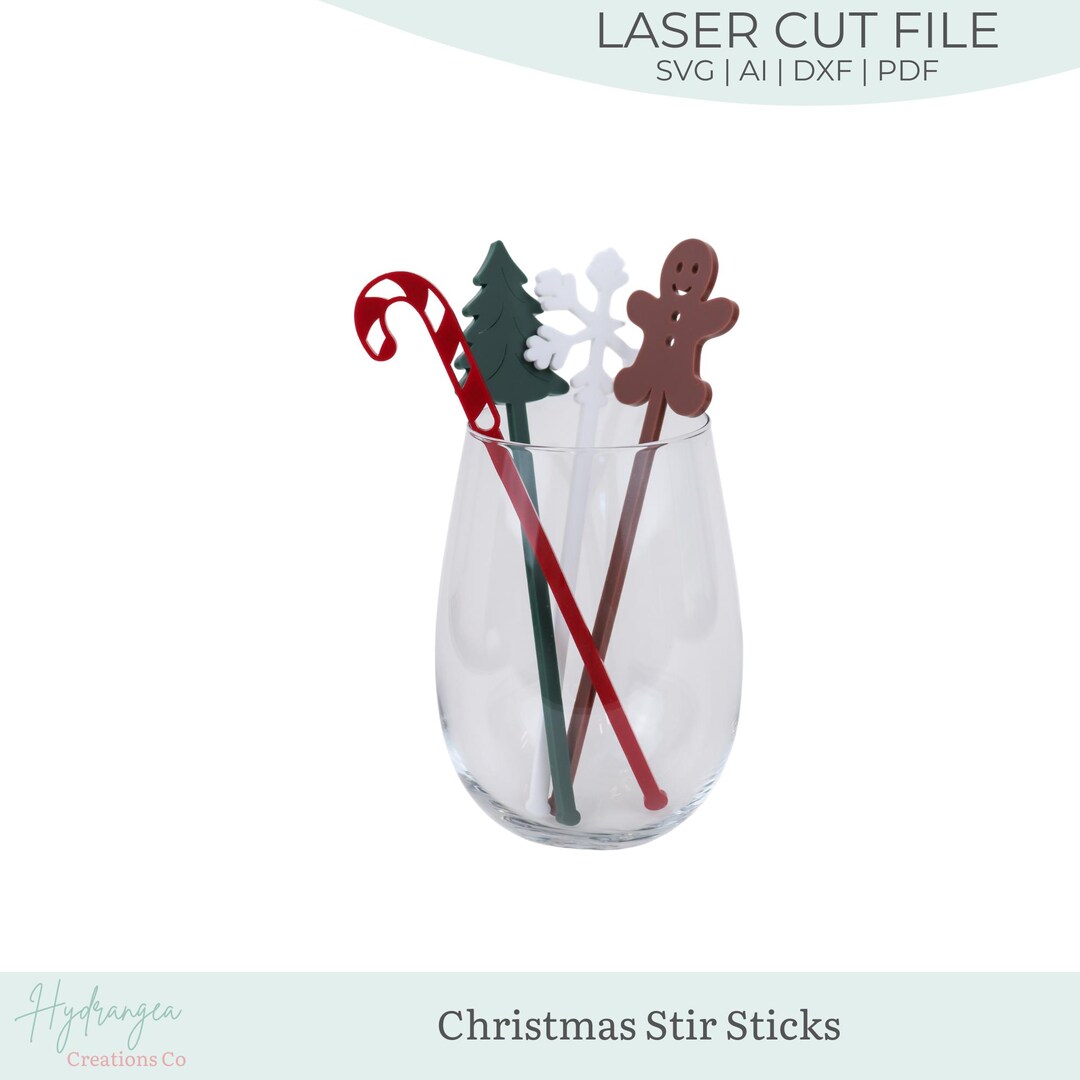 Christmas Stir Sticks SVG Laser Cut File Template | Drink Stirrer Party ...