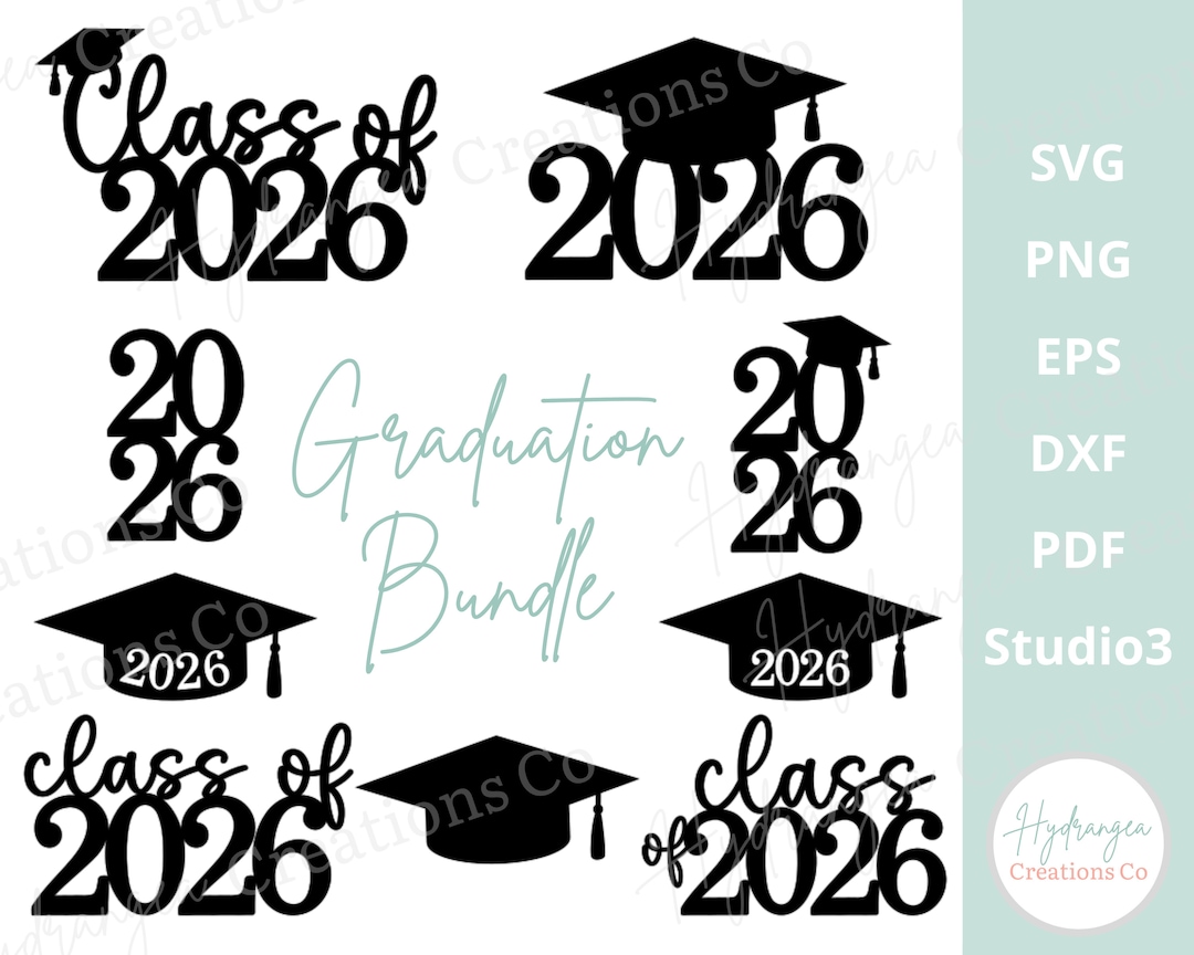 Graduation Cap Bundle SVG Class of 2026 - Congrats Senior College Grad ...