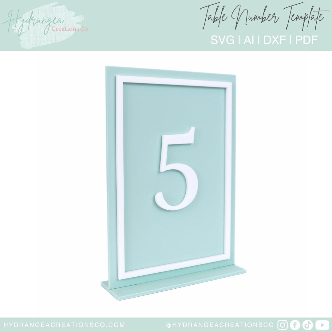 Rectangle Table Number SVG Laser Cut File Template Modern Minimalist ...