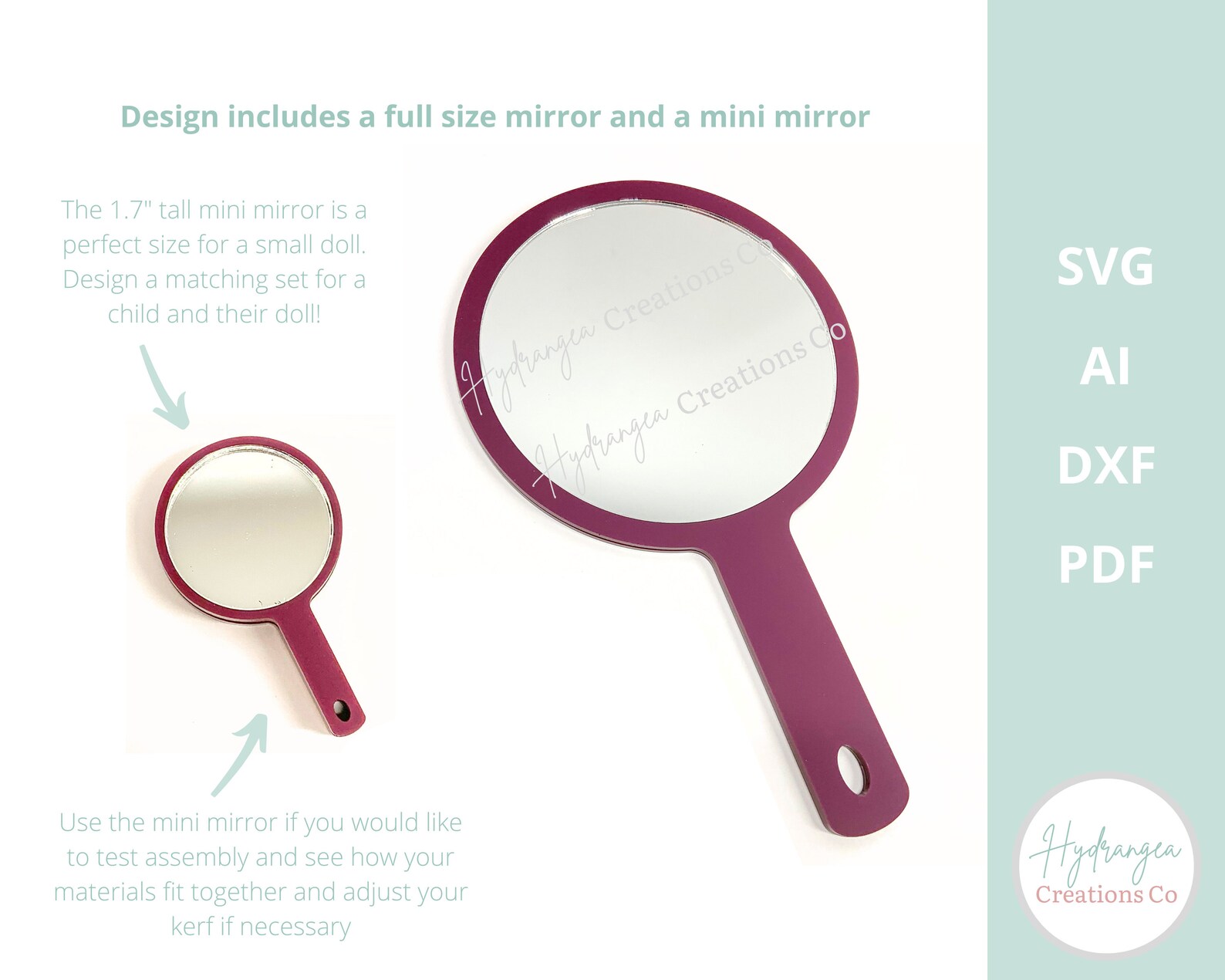 Acrylic Mirror SVG Laser Cut File | Round Logo Hand Held Beauty Salon ...
