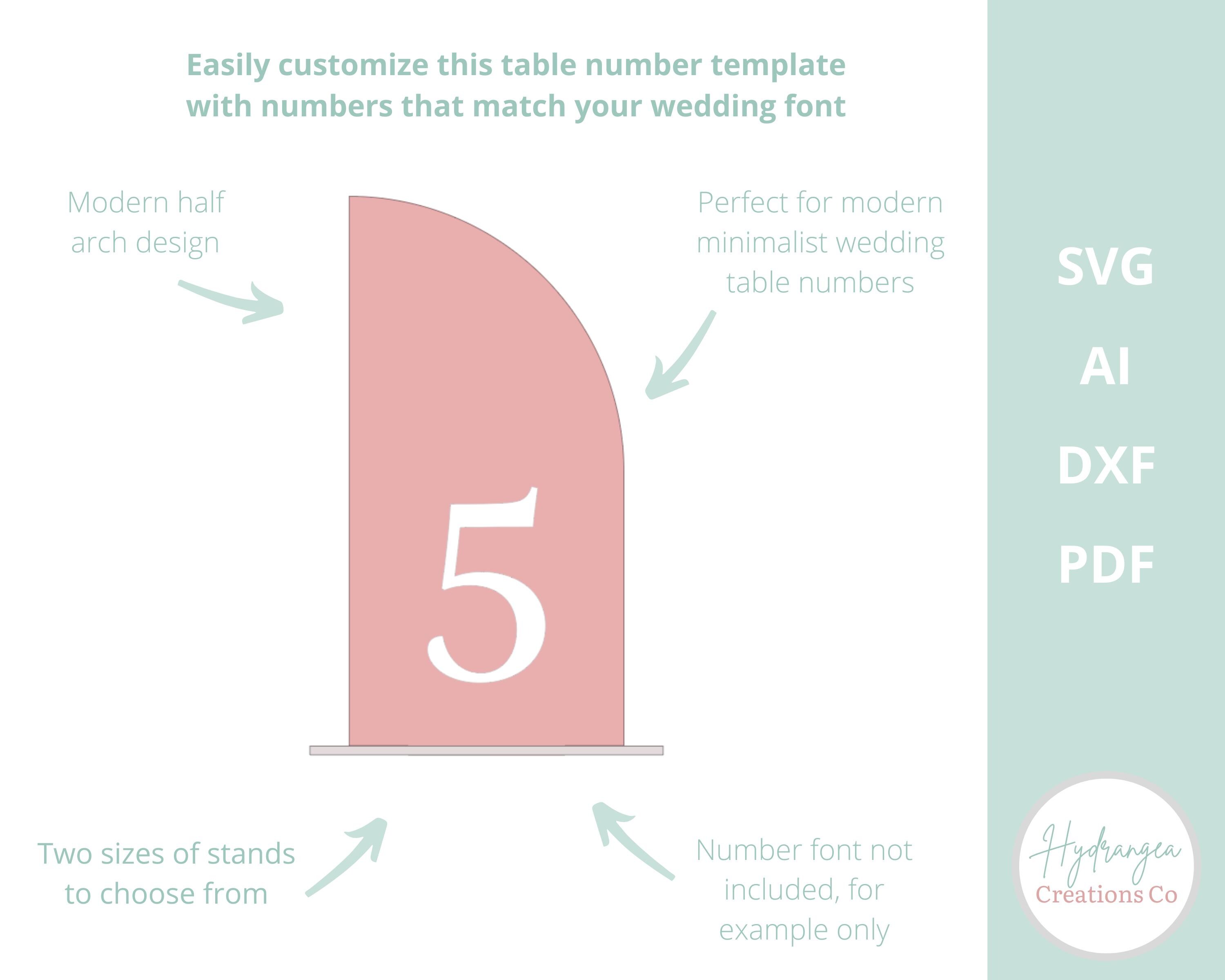 Half Arch Table Number Template SVG Laser Cut File Modern Wedding ...