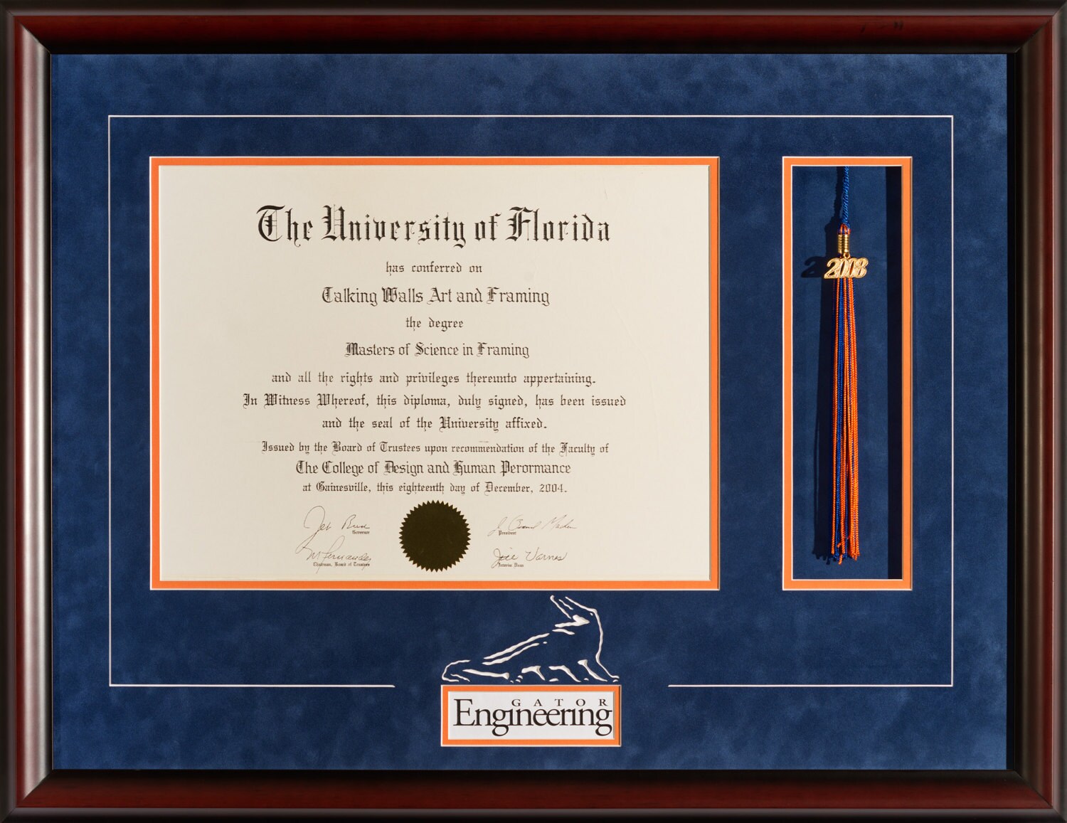 University of Florida Diploma Frame Engineering Department - Etsy