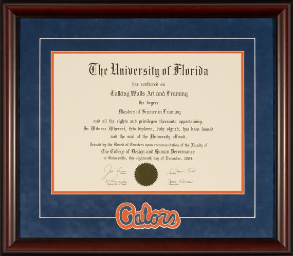 University of Florida Diploma Frame with Gator Script | Etsy