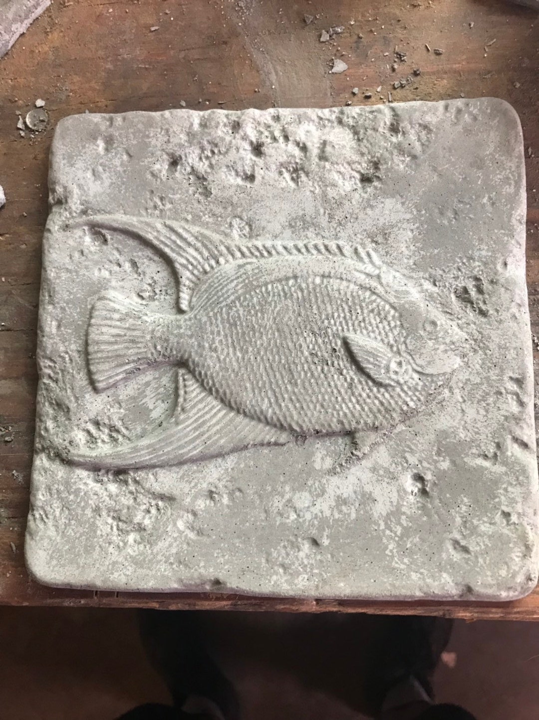 Handcrafted Cement Fish Tile - Garden Decor (6”X5 3/4”) - Etsy