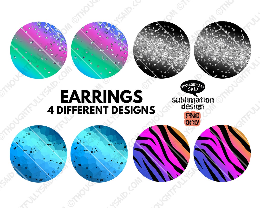 4 Orecchino ombre diagonale rotondo Sublimazione PNG disegni La ...