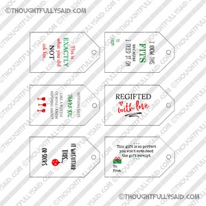 Funny Christmas Gift Tags JPG, Png, Pdf Holiday Printable, 6 Different ...