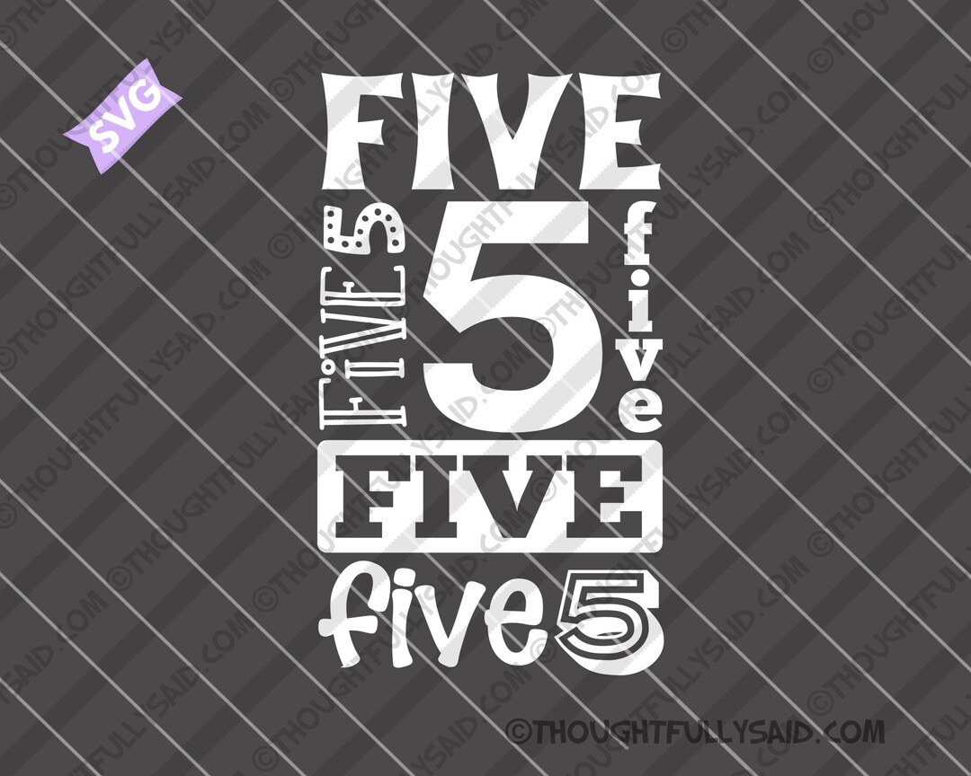 Five Years Old 5 Birthday SVG File Design Files, Dxf Png Eps Vector Boy ...