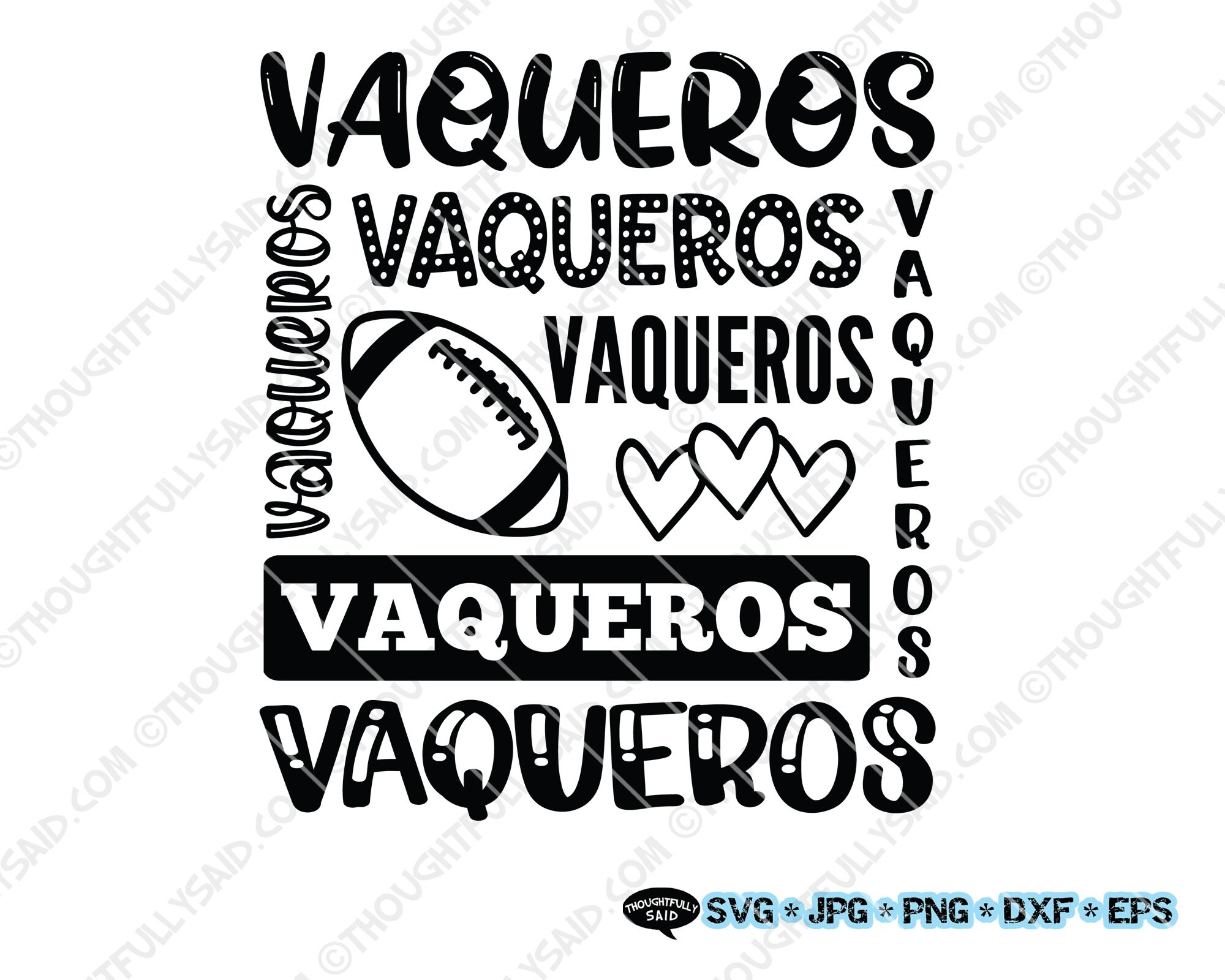 Vaqueros Football SVG Jpg Png Dxf Eps Vector Cutting - Etsy