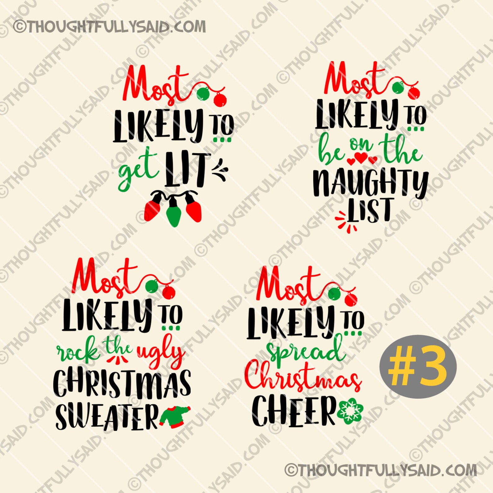 Christmas 4 Pack 3rd One Funny SVG Dxf Png Eps Die Cut | Etsy