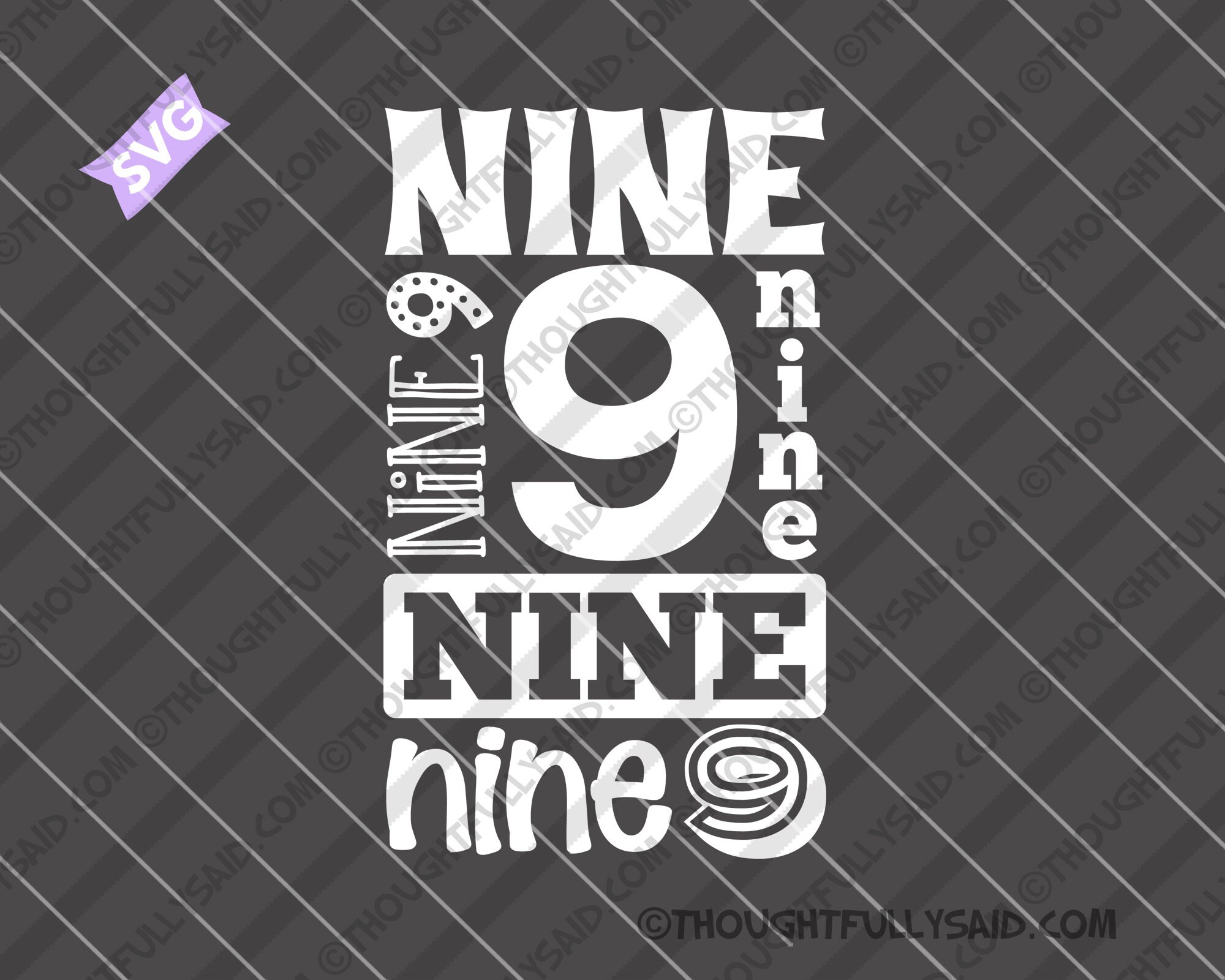 Nine Year old birthday SVG jpg png dxf eps design files 9 | Etsy