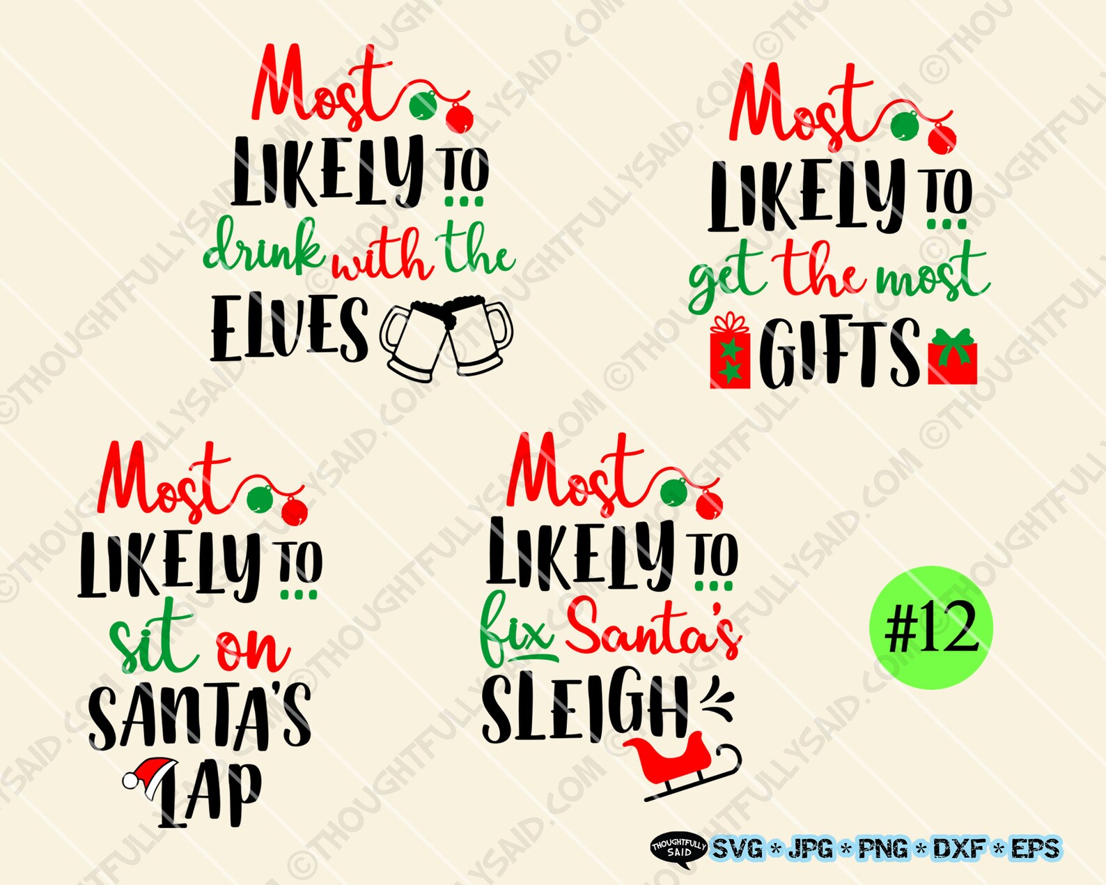 Christmas 4 Pack 12th One Funny SVG Png Jpg Dxf Eps Die Cut - Etsy