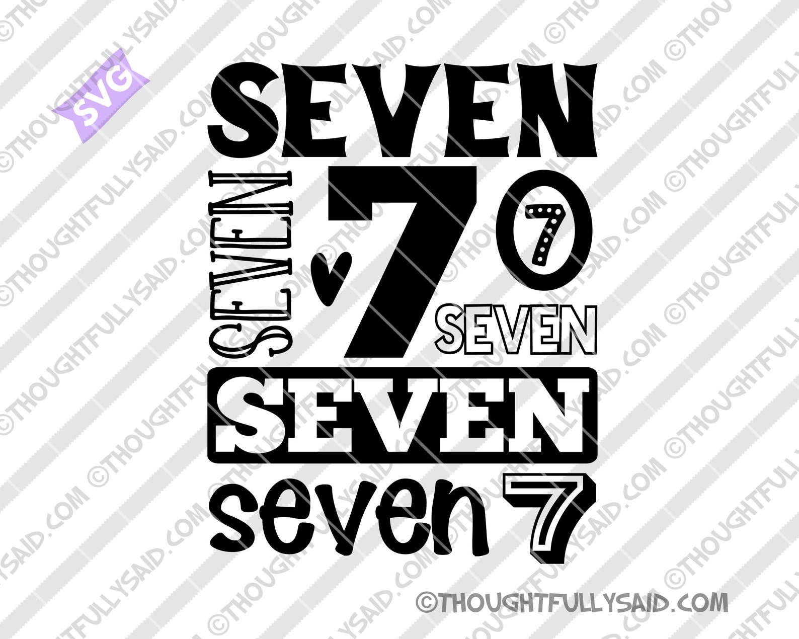Seven Year Old Birthday SVG File Design Files, Dxf Png Eps Vector, 7 ...