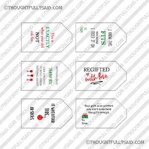 Funny Christmas Gift Tags JPG, Png, Pdf Holiday Printable, 6 Different ...