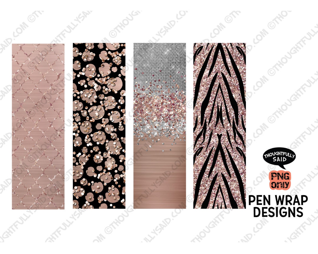 Rose Gold PEN Wrap Files Rosegold Glitter, Silver, Leopard, Zebra ...
