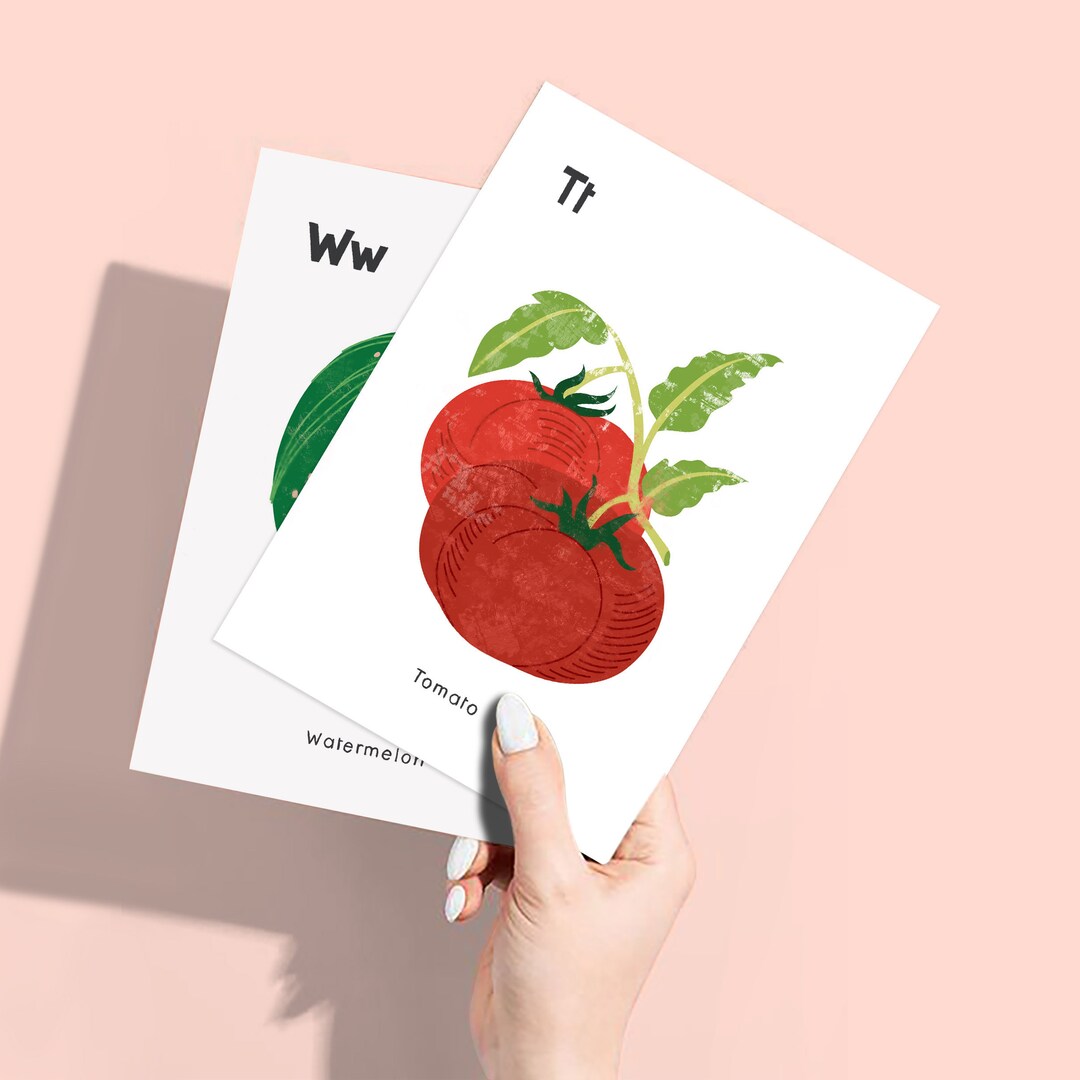 Fruits & Veggies Alphabet Flashcards - Etsy