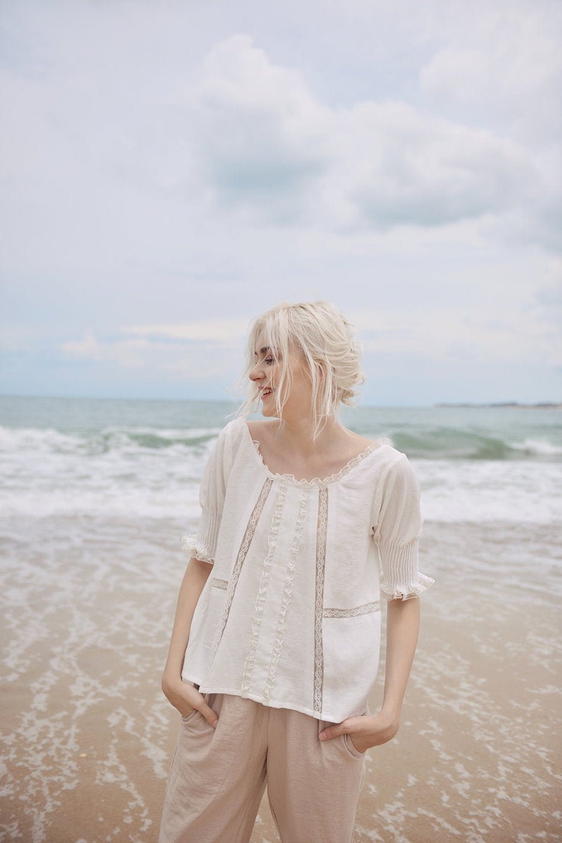 White Linen Top Linen Shirt Women Linen Loose Blouse - Etsy