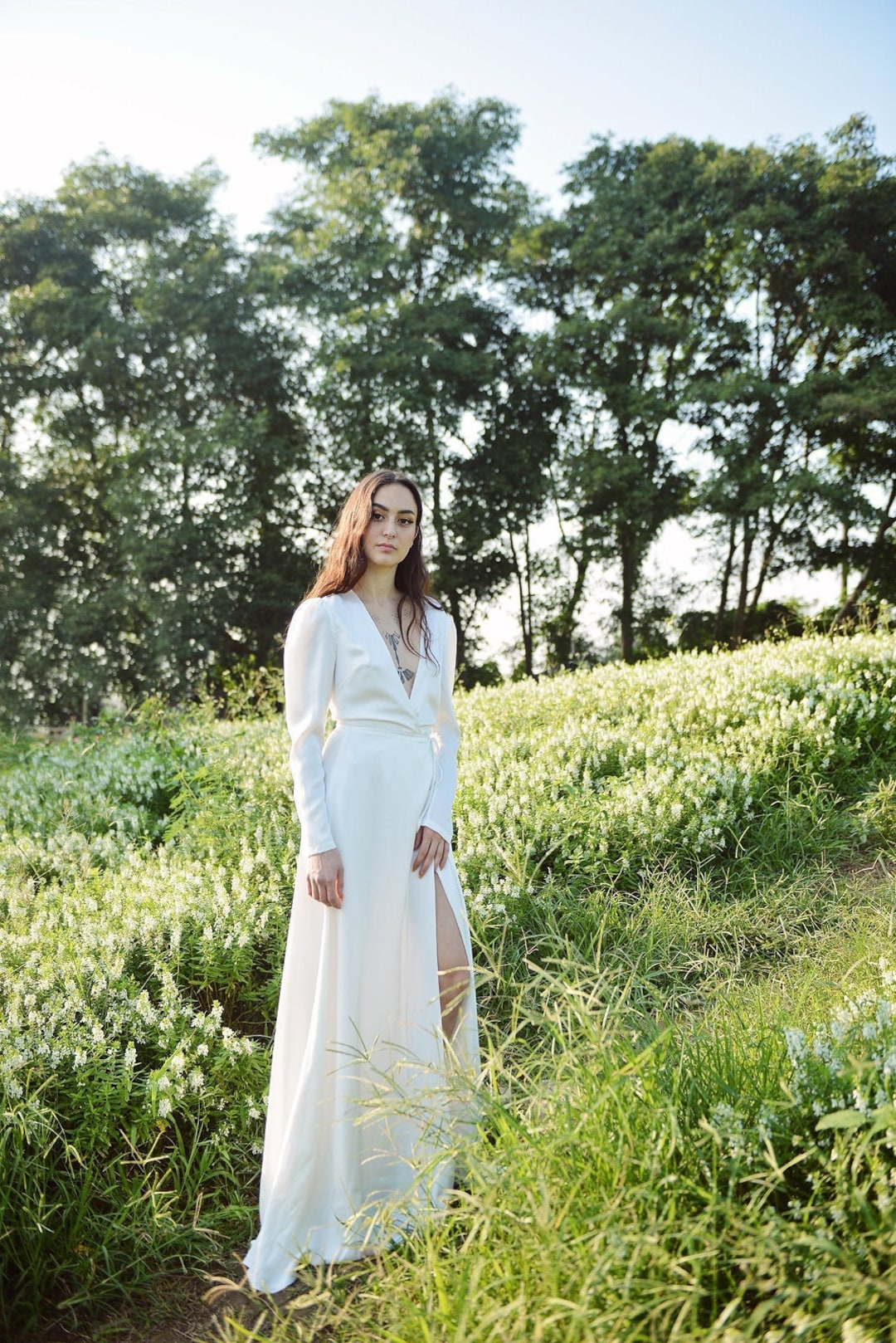 Elope Silk Dress - Wrap Robe Dress - Formal Cocktail Dress - Wedding ...