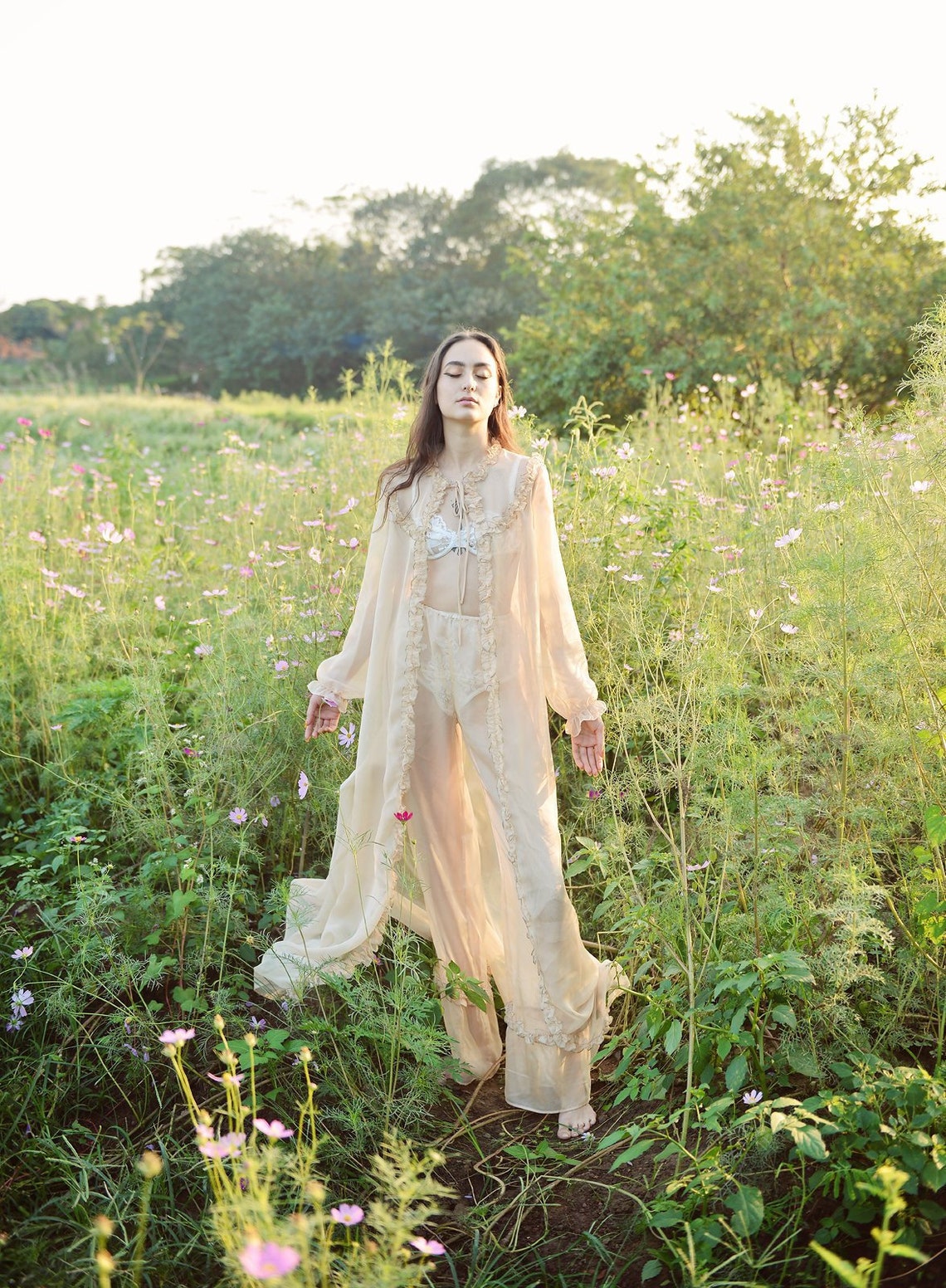 Sheer Long Robe Silk Robe Floor Length Sheer Robes Women | Etsy