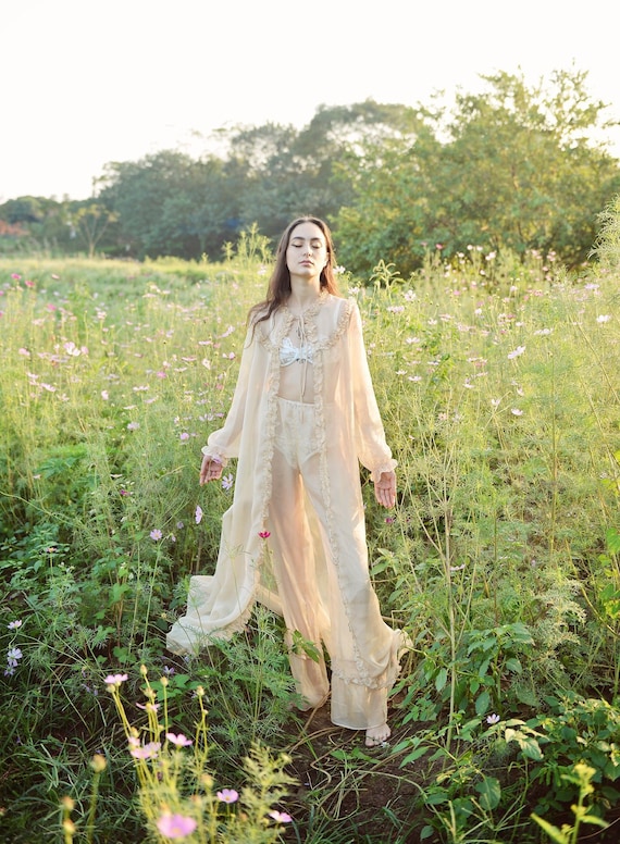 Sheer Long Robe Silk Robe Floor Length Sheer Robes Women | Etsy