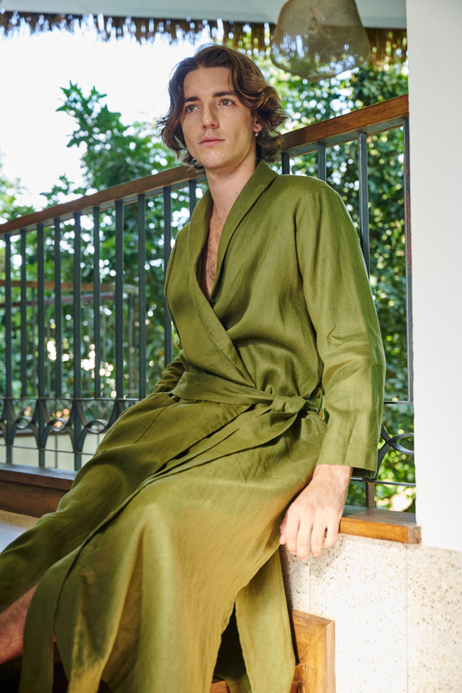 Linen Robe for Men - Handmade Jacket for Man - Plus Size Housecoat ...