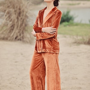 Pajamas Women Terracotta - Winter Set - Velvet Suit Women - Winter ...