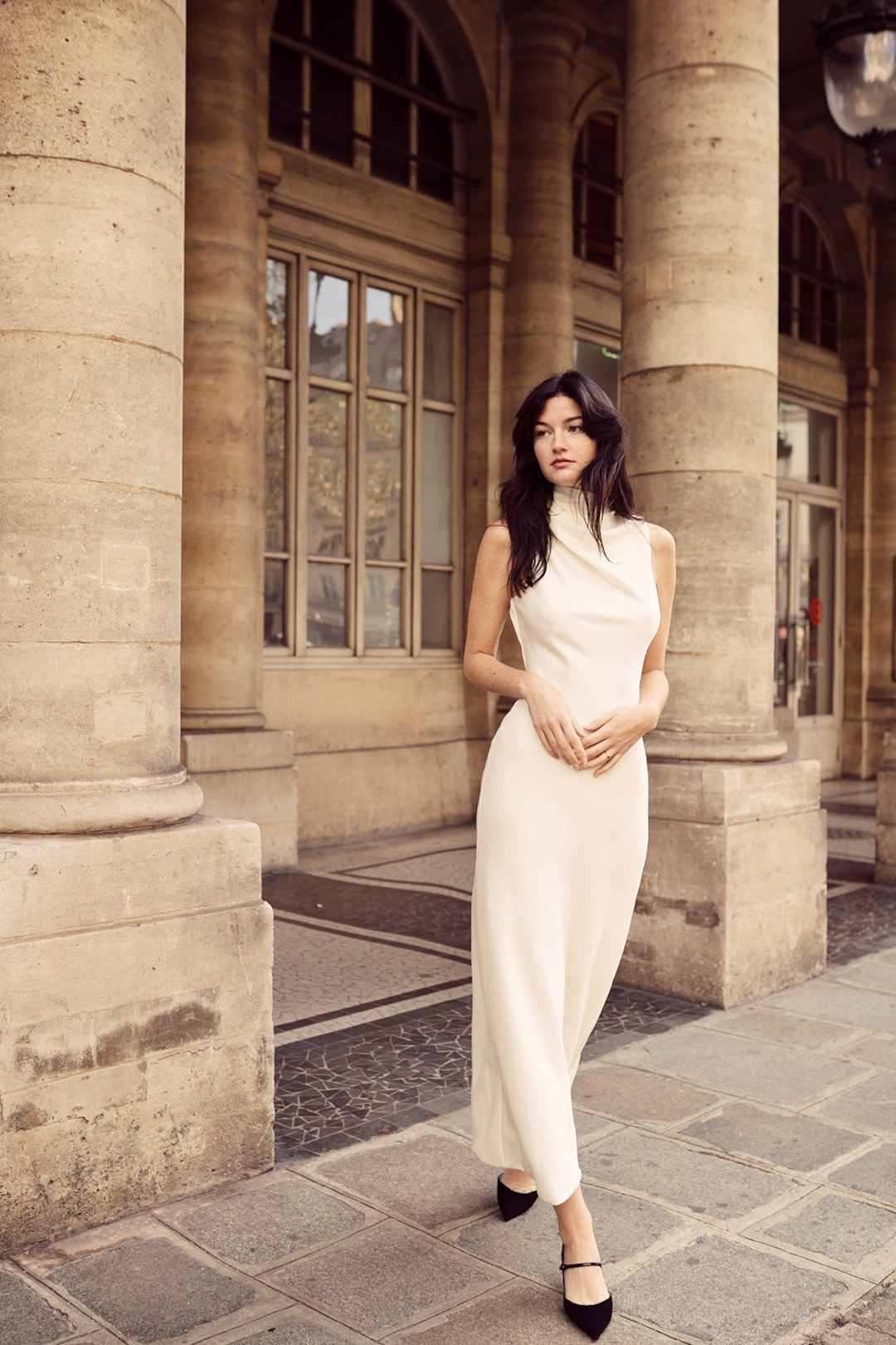 High Neckline Silk Dress - Draped Silk Dress - Long Satin Dress - Etsy