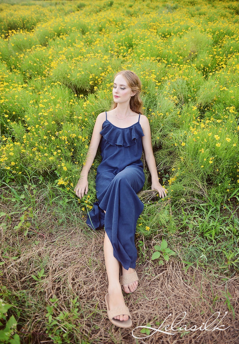 Lowback Linen Dress Long Linen Dress Linen Cotton Slip - Etsy