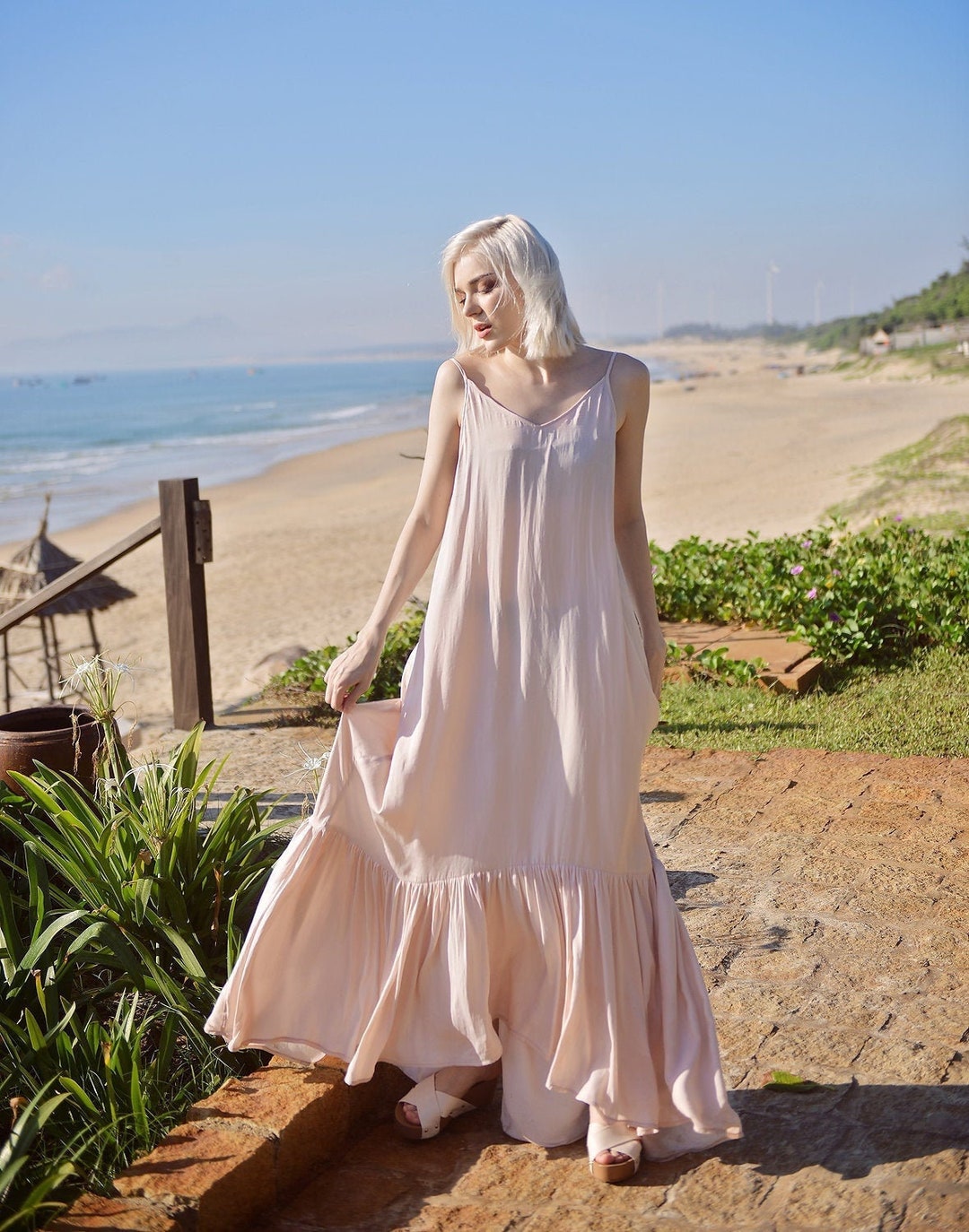 Summer Silk Dress - Silk Maxi Dress - Low Back Silk Dress - Etsy