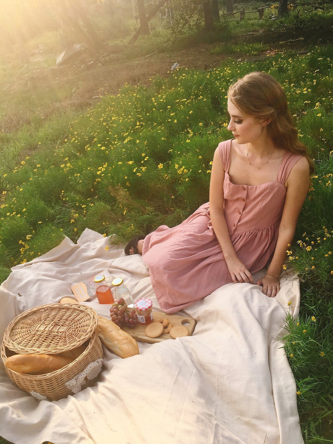 Cottagecore Dress Linen Linen Apron Dress Cotton Casual - Etsy