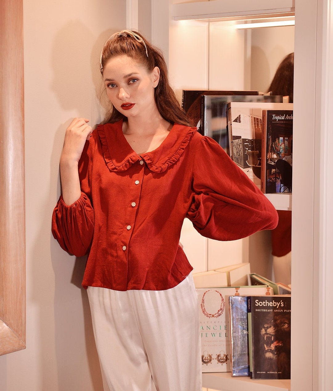 Red Linen Shirt - Short Sleeve Linen Top - Linen Shirt Womens - Etsy