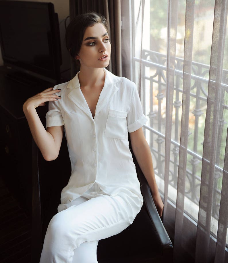 White Silk Pajamas Women Silk Pajamas Comfy Silk - Etsy