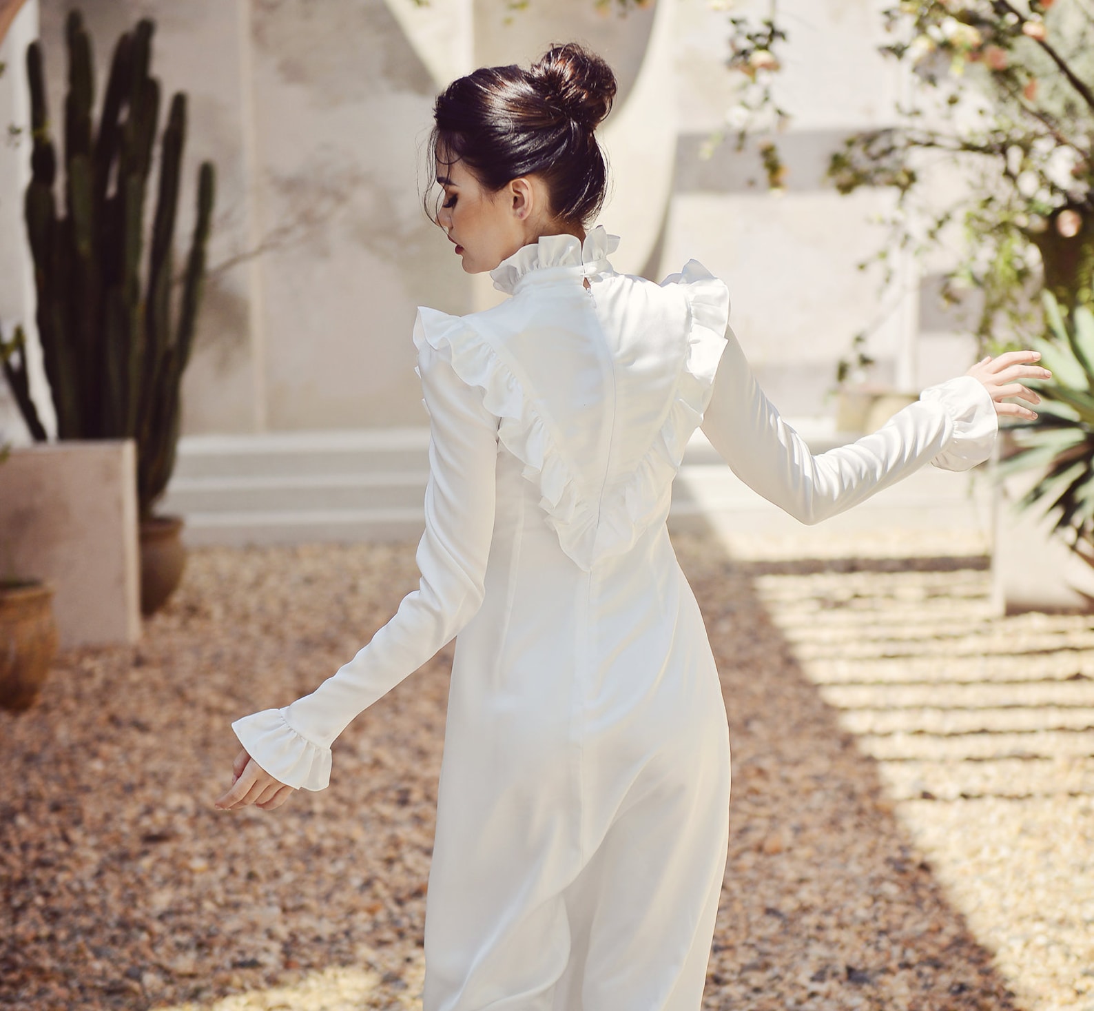 Silk Dress White Long Sleeve Silk Dress Women Long Silk Etsy