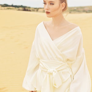 Silk Wrap Top Women - Silk Top Long Sleeves - Silk Wrap Blouse - Etsy