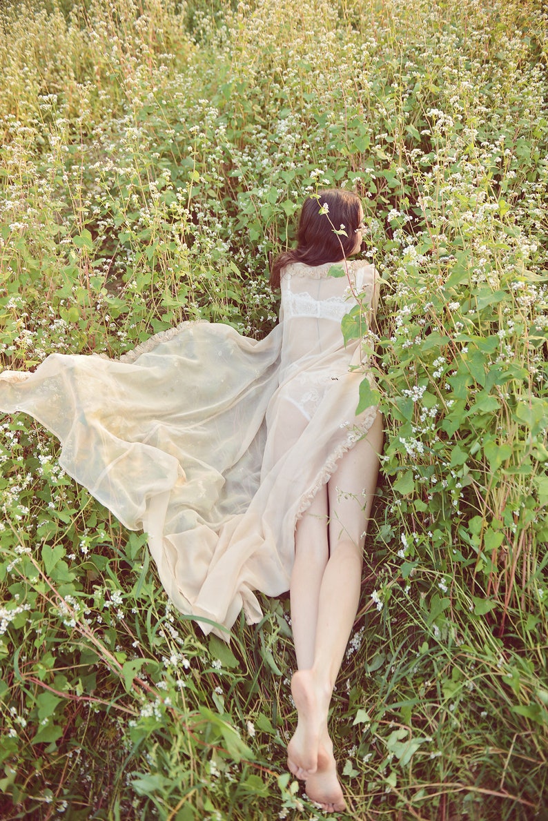 Sheer Long Robe Silk Robe Floor Length Sheer Robes Women | Etsy