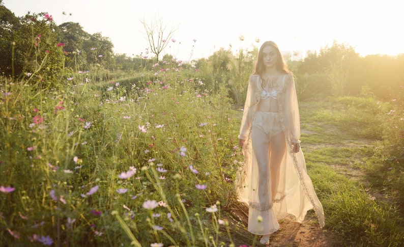 Sheer Long Robe - Silk Robe Floor Length - Sheer Robes Women - Beach ...