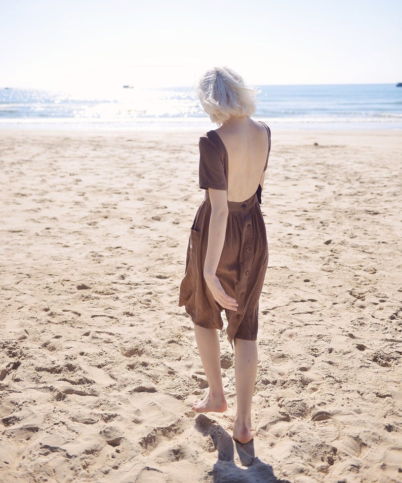 Openback Linen Dress Linen Dress With Pockets Openback - Etsy