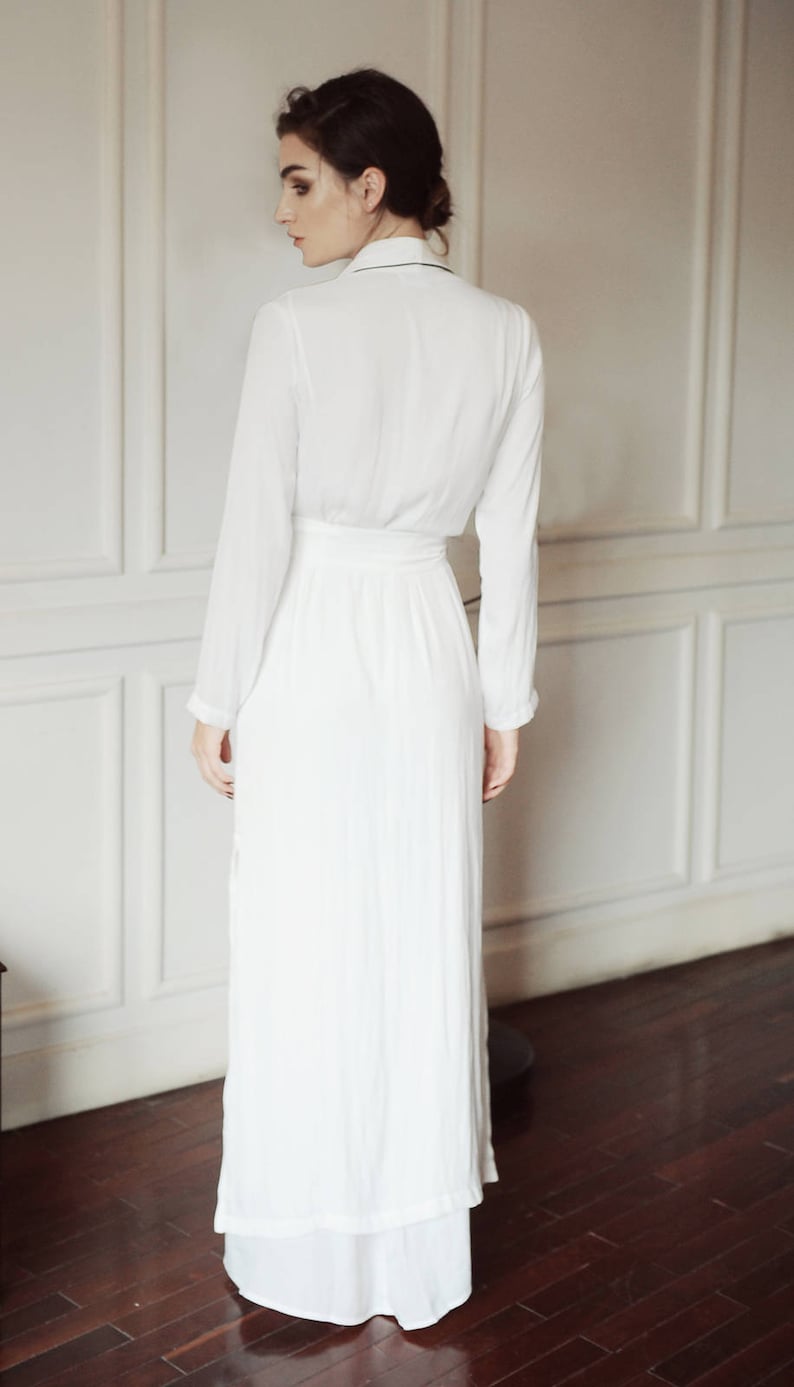 Women Silk Robe Robe With Piping Line Elegant Bridal Robe | Etsy UK