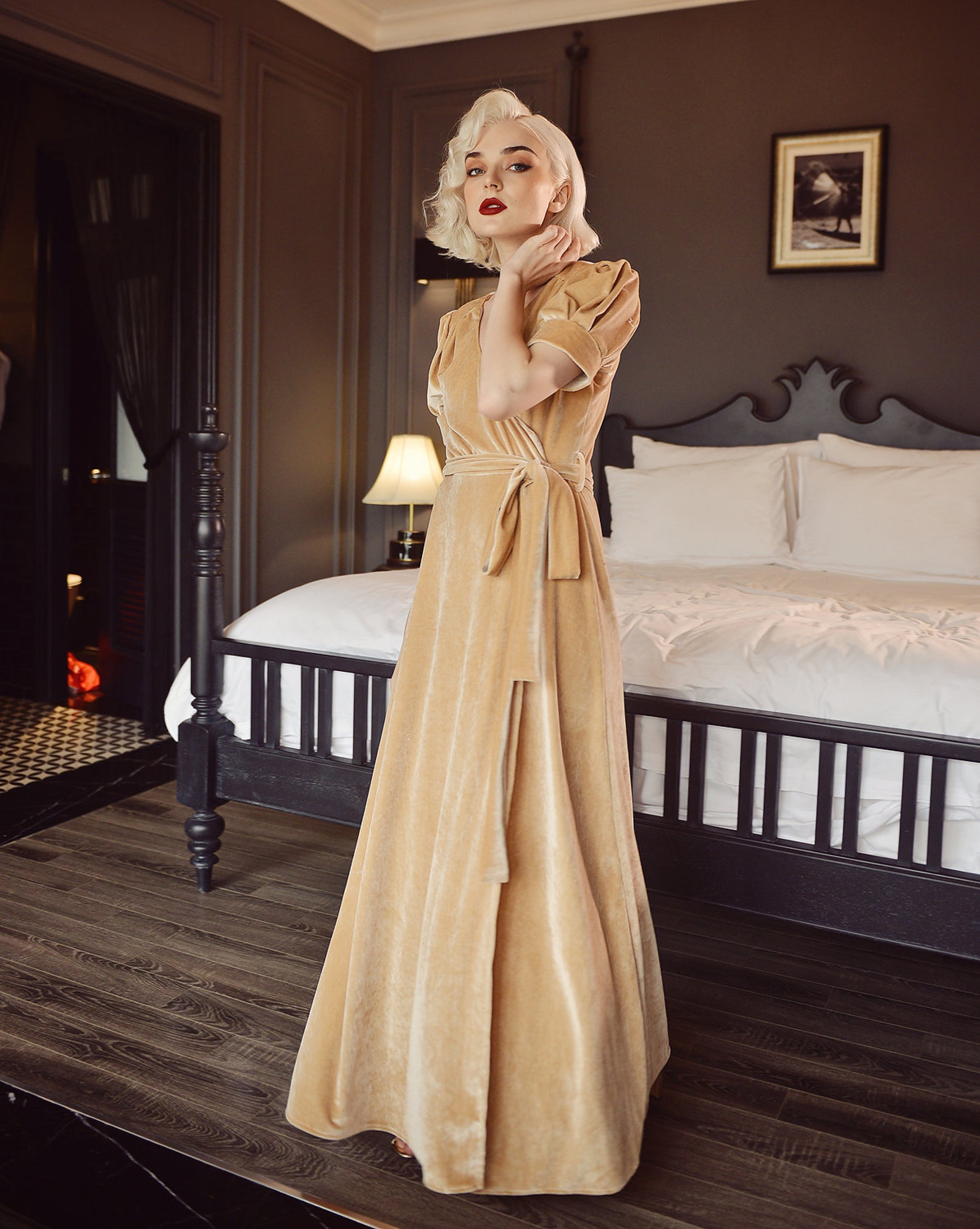 Prom Dress Wrap Velvet Dress With Sleeves Velvet - Etsy