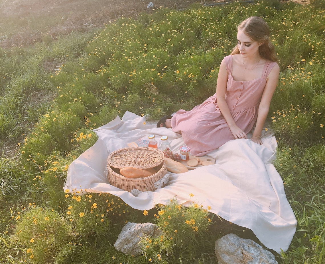 Cottagecore Dress Linen Linen Apron Dress Cotton Casual - Etsy