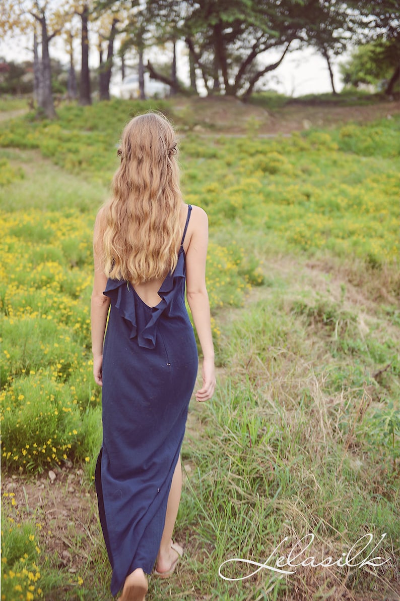 Lowback Linen Dress Long Linen Dress Linen Cotton Slip - Etsy