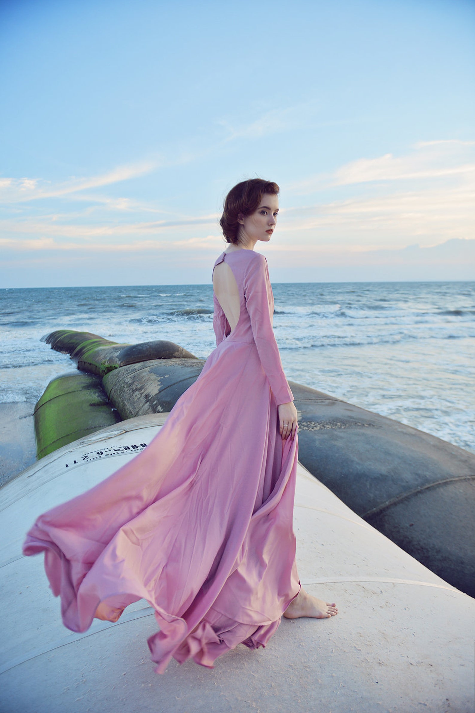 Long Silk Dress - Open Back Silk Dress - Women Silk Dress - Maternity ...