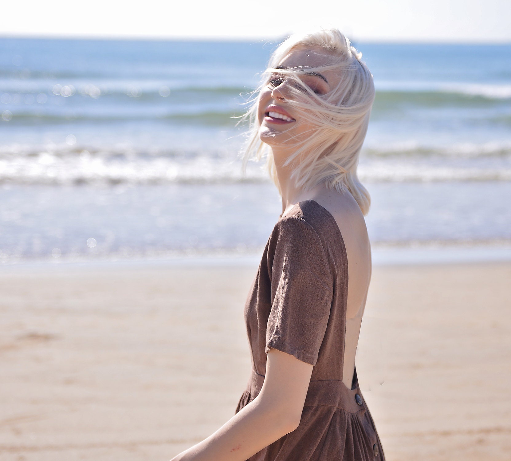 Openback Linen Dress Linen Dress With Pockets Openback | Etsy