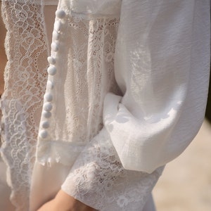 White Silk Robe - Wedding Lace Robe - Kimono Robe for Women - Bridal ...