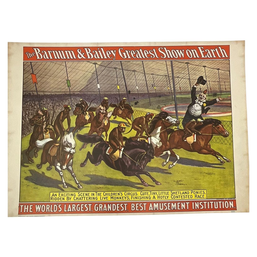 Barnum and Bailey Circus Poster 1960 Monkeys Riding Ponies - Etsy