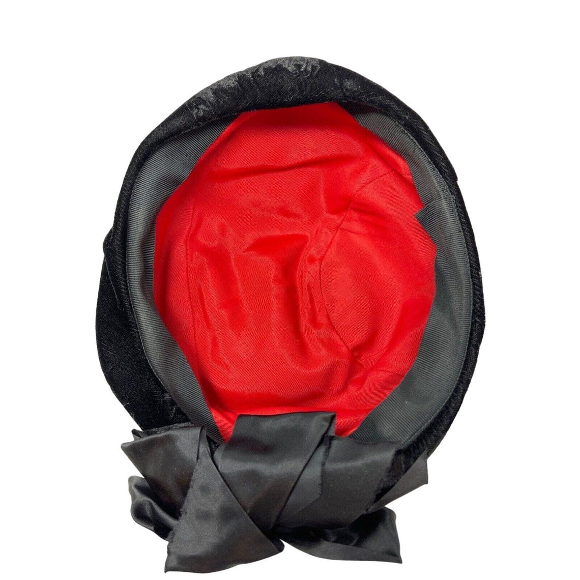 Velvet Satin Beret Exagerated Bow Front Hat Jeweled Detail Circa 40s ...