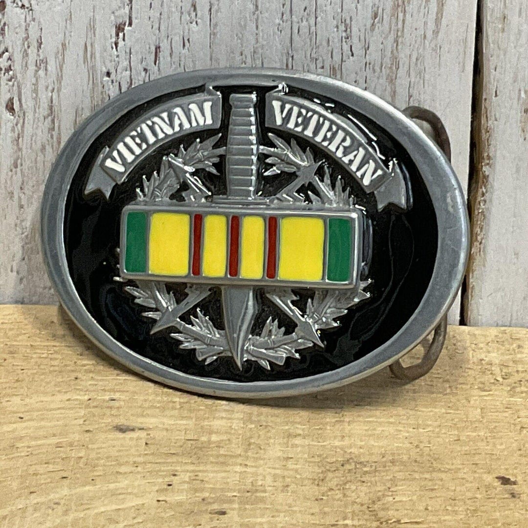 Vietnam Veteran Belt Buckle 1996 Great American Buckle Mens Patriotic ...