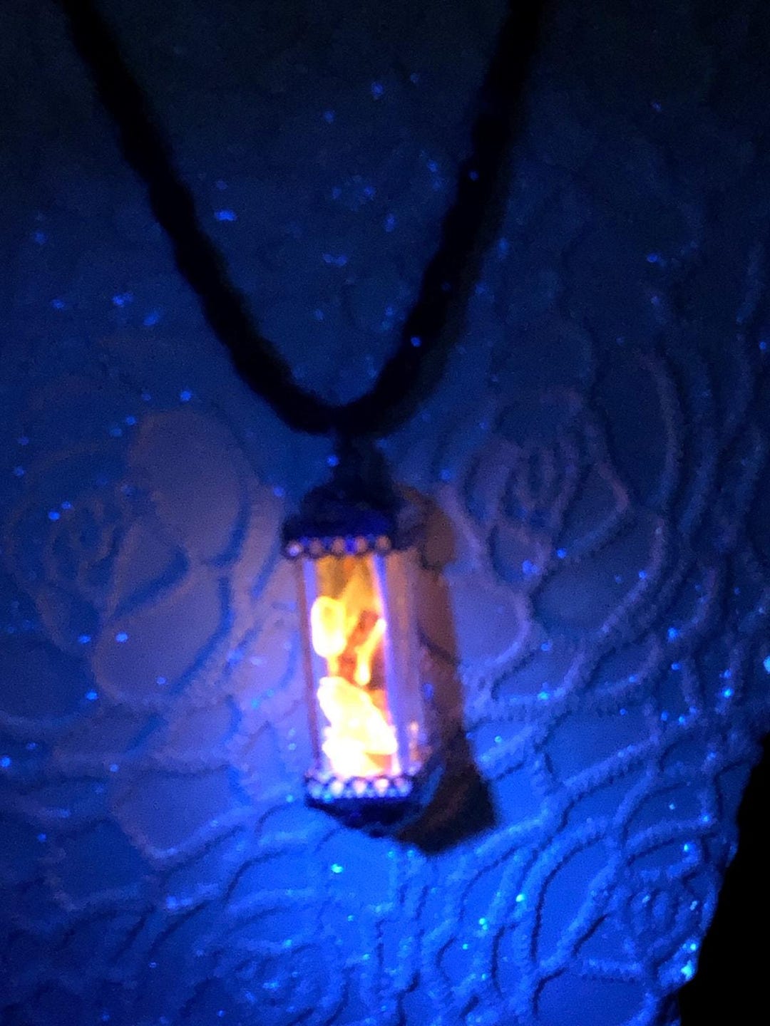 Amberina Glass Frit Pendant Necklace Handmade Crushed Glass Wish Bottle ...